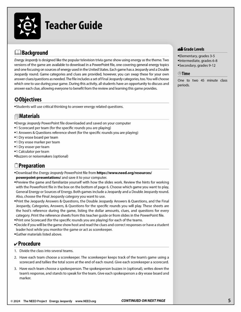 Energy Jeopardy (Free PDF Download) · National Energy Education ...